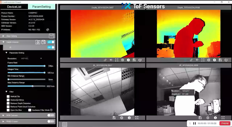 Synexens CS40Pro 10m TOF Sensor Camera - Multi-Camera Sync & Trigger ...