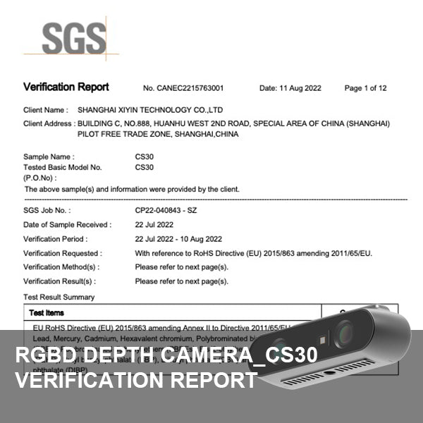 RGBD Depth Camera_CS30_RoHs Verification Report By SGS– Tofsensors